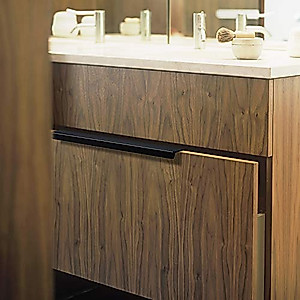 8-Pack Cabinets Drawers Edge Pulls - 6" Overall Length, Black, Concealed Tab Pulls for Kitchen Garage Cabinet Drawers, PW5018B128