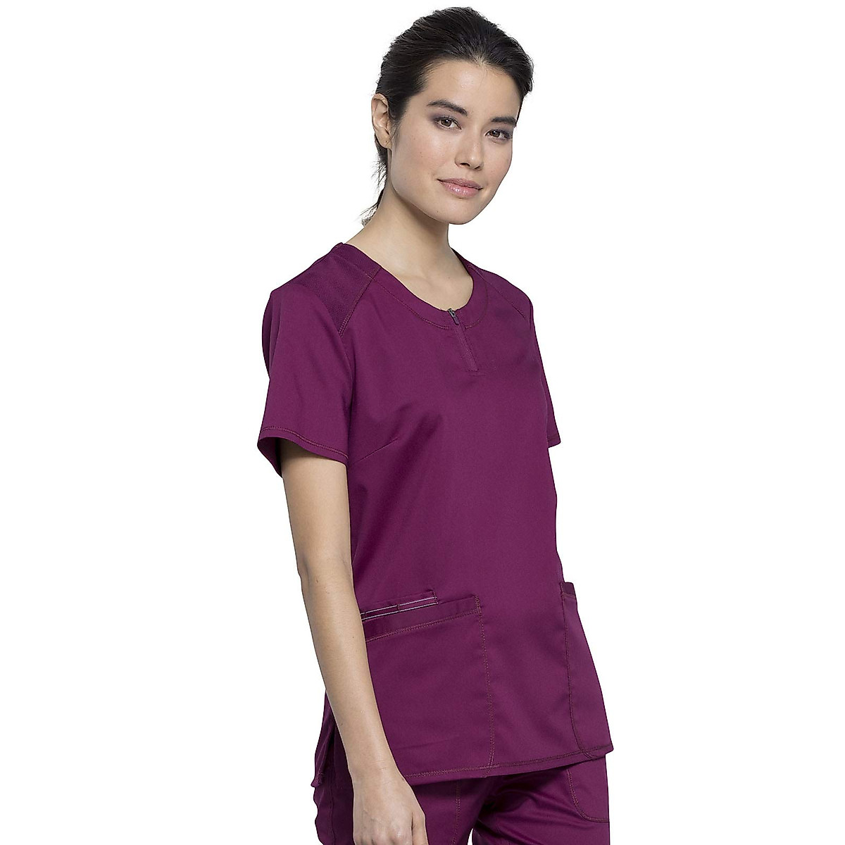 Cherokee Women Scrubs Top Workwear Revolution Round Neck Plus Size WW602, 5XL, Black