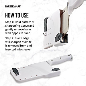 Farberware Edgekeeper Triple Riveted Cleaver Self-Sharpening Blade Cover, High Carbon-Stainless Steel Kitchen Ergonomic Handle, Razor-Sharp Knife, 6 Inch, White