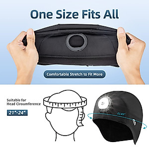 ROCKBROS LED Skull Cap with Light, Rechargeable Headlamp Cap, Winter Warm Running Cycling Cap, LED Lighted Beanies Hat,Headlight Flashlight Hiking Camping,Tech Gifts for Men Women Handyman Teens Black