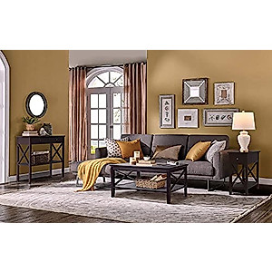 ChooChoo Oxford Coffee Table with Thicker Legs, Espresso Wood Coffee Table with Storage for Living Room 40 inches