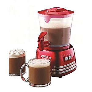 Nostalgia Retro Frother and Hot Chocolate Maker and Dispenser, 32 Oz, for Coffees, Lattes, Cappuccinos, Red