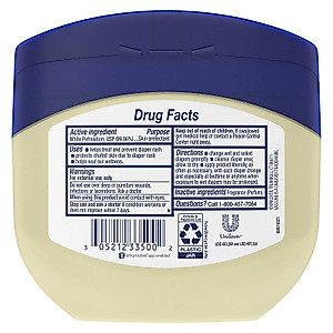 Vaseline, 100% Pure Petroleum Jelly Baby, Dermatologist Recommended, Hypoallergenic, Skin Protectant, Treat & Prevent Diaper Rash and Chafed Skin, Seals out Wetness, 2 pack -13 oz ea