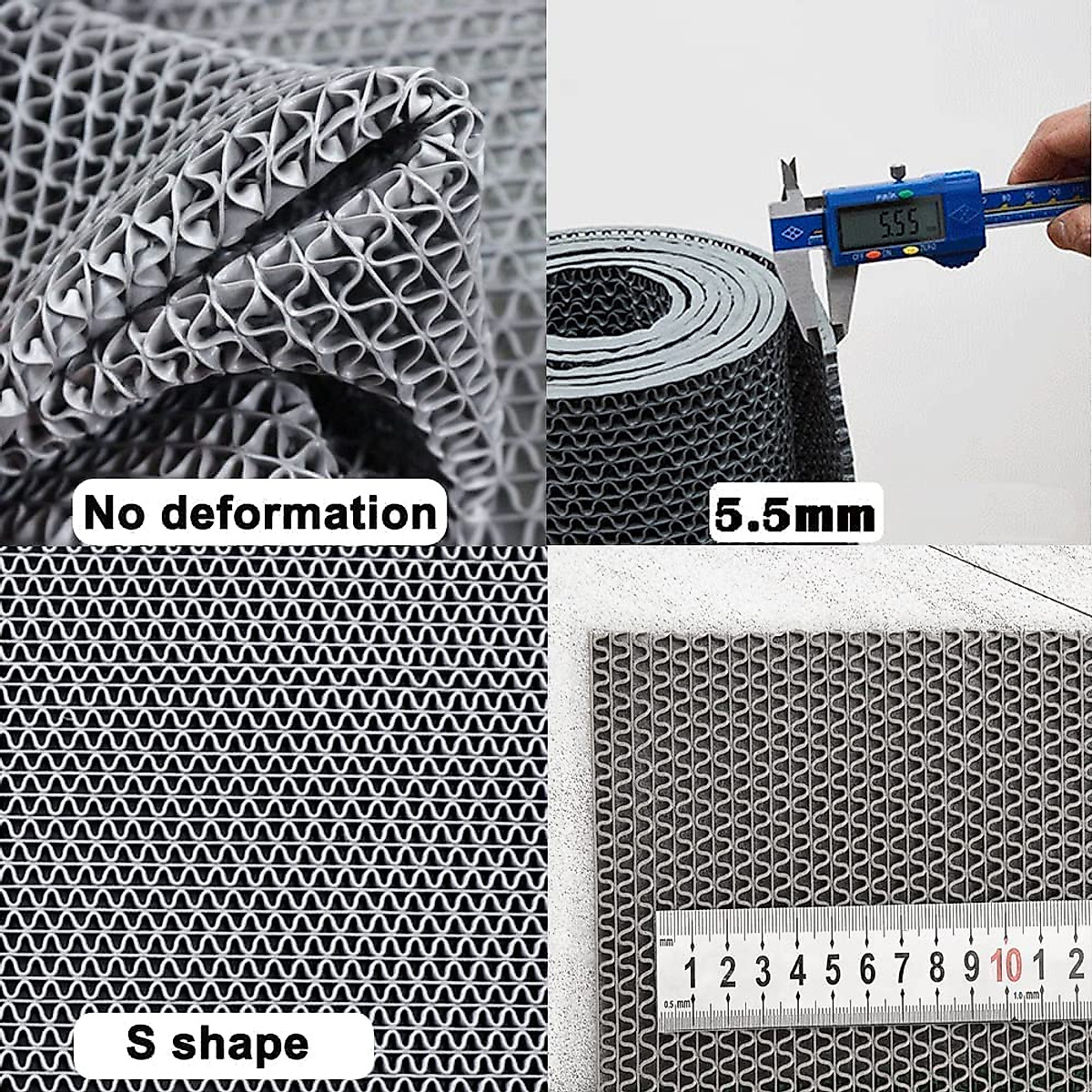 jxgzyy Commercial Drainage Mat PVC Non Slip Wet Area Commercial Floor Mat 3x16.4 Ft 0.22'' Thick Pool Drain Floor Mat Door Mat Roll for Restaurant Bars Bathroom Patio Outdoor Indoor Rug (Grey)