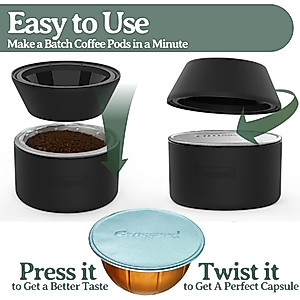 Grasseed Reusable Vertuo Capsule Kit for VertuoLine Capsules with 100Pcs Aluminum Foil Seals Lid, Holder and Brush, Fits for Refill Vertuo Pods Reusable Vertuoline Pod