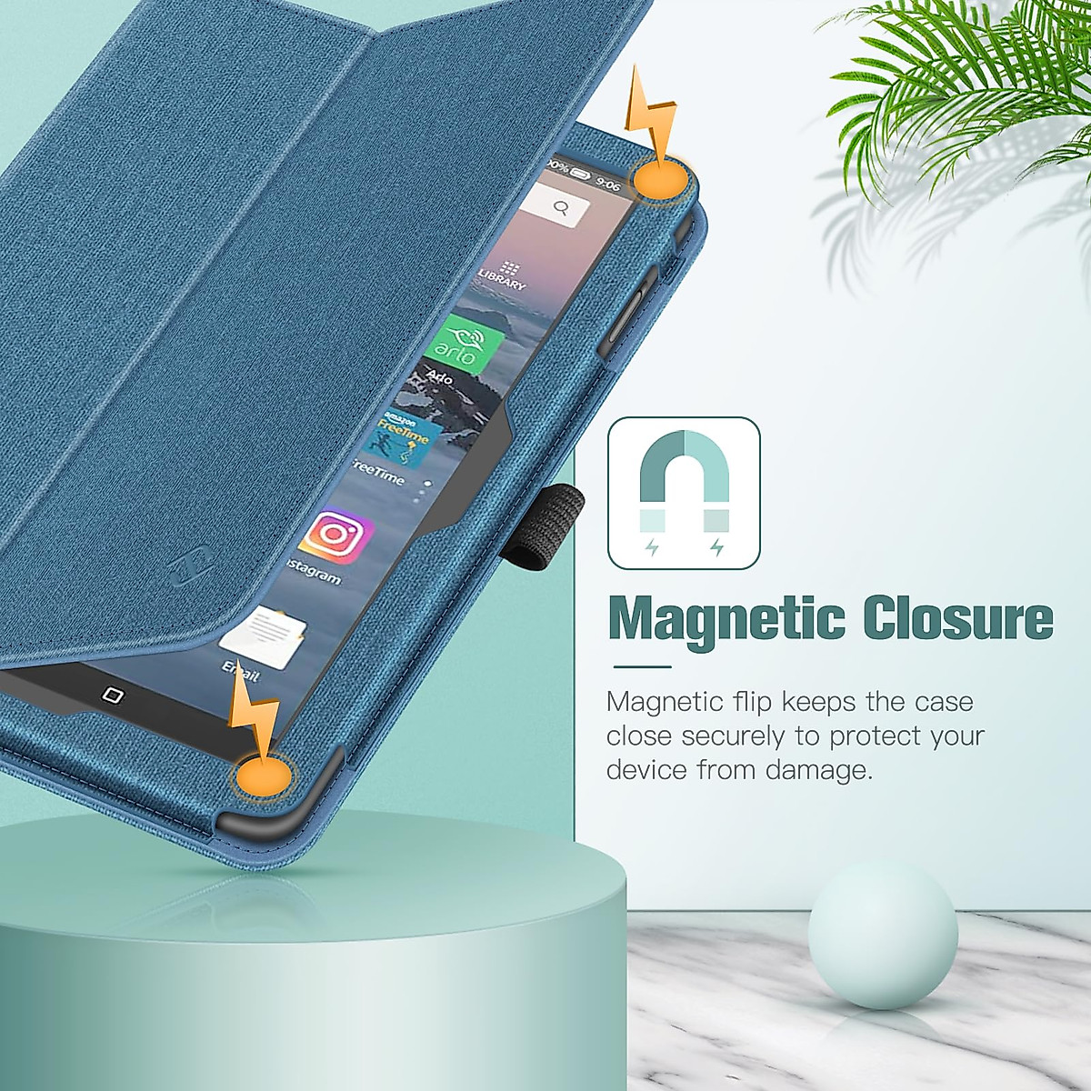 Fintie Folio Case for Amazon Fire HD 8 & Fire HD 8 Plus Tablet (Fits Both 12th/10th Generation, 2022/2020 Release)- Slim Fit Premium Vegan Leather Standing Cover with Auto Sleep/Wake, Twilight Blue