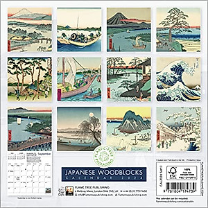 Japanese Woodblocks Mini Wall Calendar 2024 (Art Calendar)