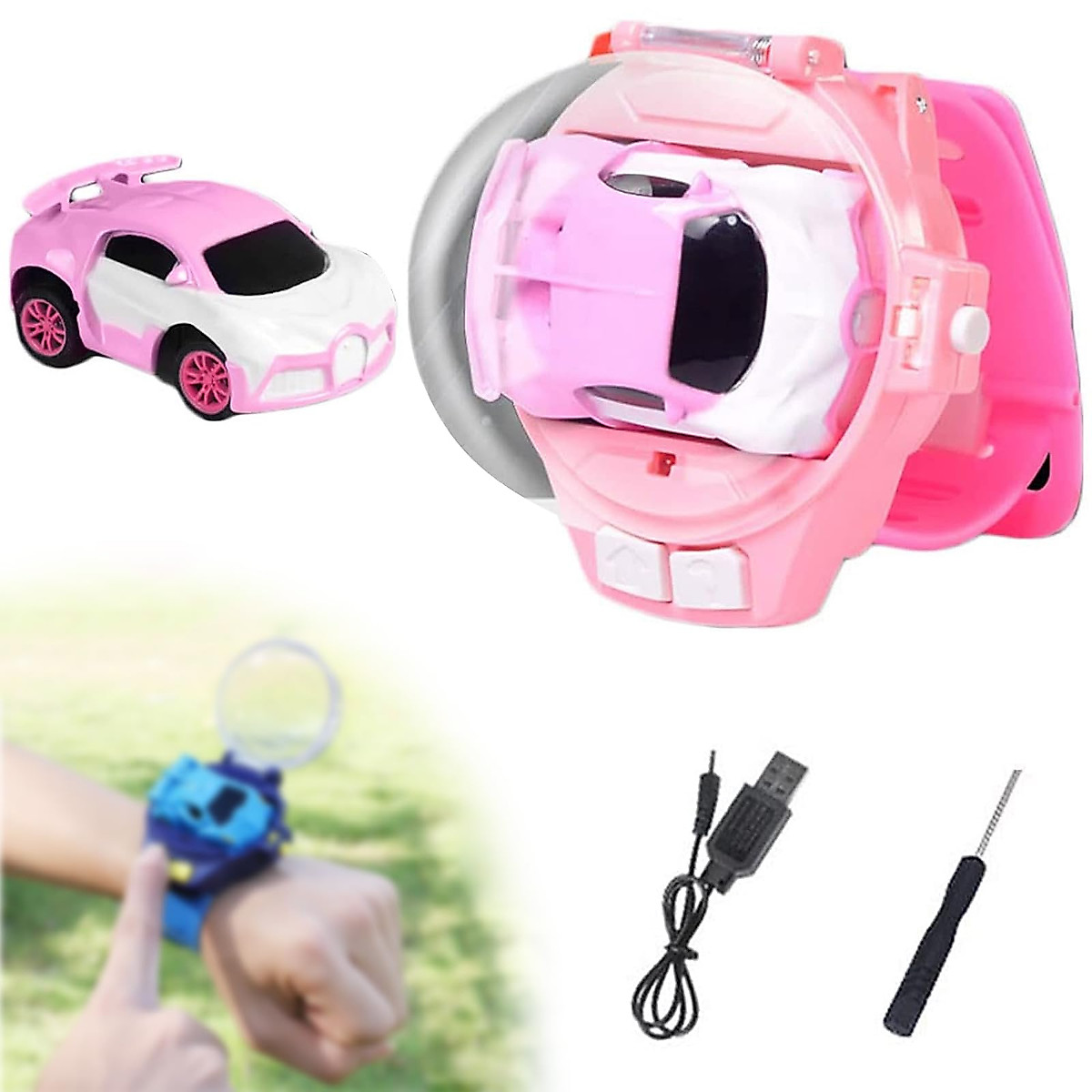 VYOFLA Snow Grass Watch Car, 2023 New RC Race Car Toy, 2.4GHZ Remote Control, Power Battle Watch Toys, 30 Meters Long Distance, USB Charging