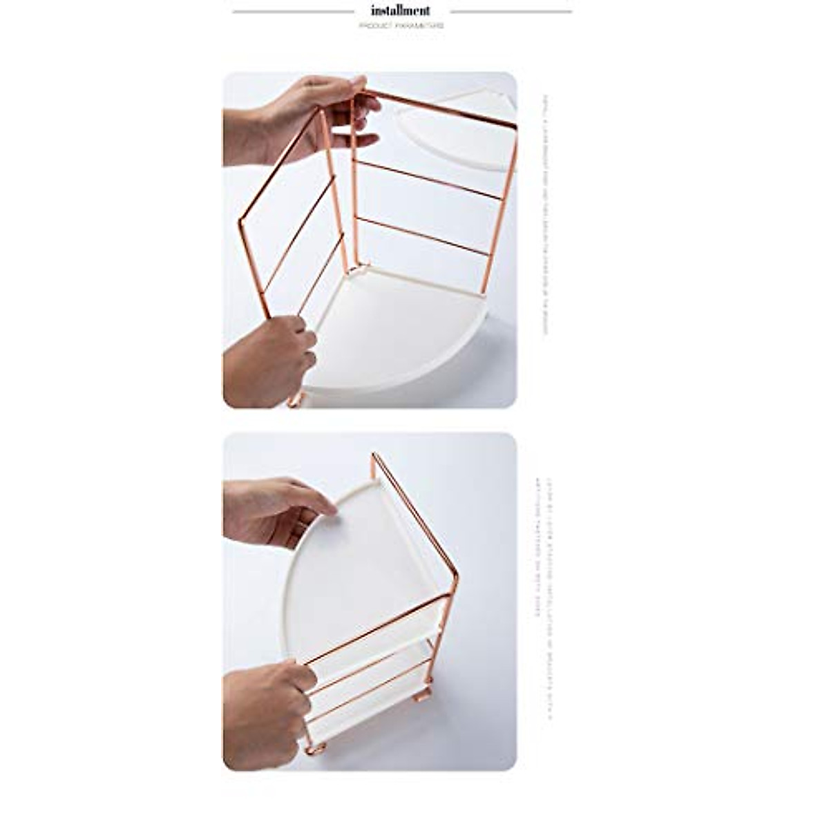 ICCGBHGO Bathroom Countertop Organizer, Corner Shelves Bathroom Vanity Counter Sink Storage, Rose Gold Standing Cosmetic Makeup Spice Rack Tray Cabinet for Kitchen and Bathroom 3-Tier