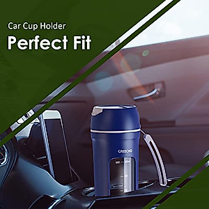 GREECHO Portable Blender, One-handed Drinking Mini Blender for Shakes and Smoothies, 12 oz Personal Blender with Rechargeable USB, Made with BPA-Free Material Portable Juicer, Matte Blue