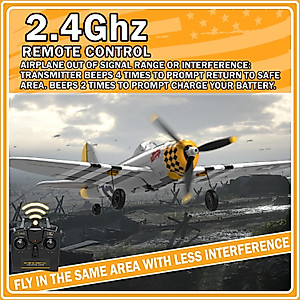 ANBURI RC Plane 4-CH RC Airplane – RC Airplane Ready to Fly Upgrade P47 Thunderbolt Remote Control Airplanes for Beginners Adult with Beginners with Xpilot Stabilization System, & One Key Aerobatic