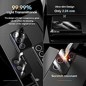 TAURI [2+2 Pack Designed for Samsung Galaxy S21 Ultra 5G 6.8 - inch, 2 Pack Flexible TPU Screen Protector + 2 Pack Camera Lens Protector Support Fingerprint Unlock Easy Installation Bubble Free