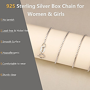 Matoa Solid 925 Sterling Silver Italian 1mm Box Chain Necklace for Women, Super Thin & Strong Necklace Chain 22 Inch
