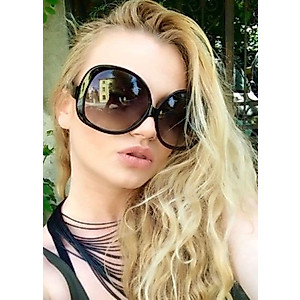AStyles - Big Huge Oversized Vintage Style Sunglasses Retro Women Celebrity Fashion (Black), X-Large