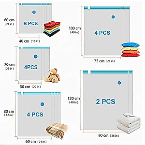 MASTERTOP 20pcs Vacuum Storage Bags, Space Saver Bags for Clothes Comforters Blankets Pillows with Hand Pump, Sealer Compression Bags for Travel & Home (2 X-Jumbo, 4 Jumbo, 4 Large, 4 Medium, 6 Small)
