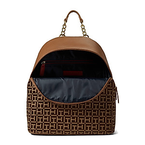 Tommy Hilfiger Antonella II Small Backpack Square Monogram Jacquard Chestnut/Tannin/Red One Size