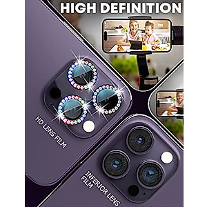 Freefa for iPhone 14 Pro/iPhone 14 Pro Max Camera Lens Protector, Bling Diamond Case for iPhone 14 Pro Camera Lens Protector, for iPhone 14 Pro Lens Protector, HD-High Definition Glass, Case Friendly