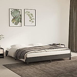 vidaXL Bed Frame Home Indoor Bed Accessory Bedroom Upholstered Wooden Double Bed Base Frame Furniture Dark Gray 76"x79.9" King Velvet