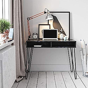 Novogratz Athena Computer Storage, Black Marble Desk