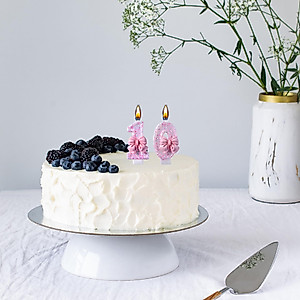 VSHILI 10th Birthday Candles, Pink 10 Year Old Number Birthday Candles for Girls, Happy Birthday Party Cake Topper Decoration Gifts for 10th Wedding Anniversary Celebration