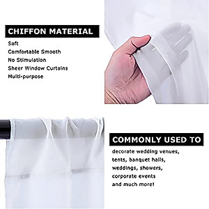 2 Pack White Wedding Backdrop Curtain 10ft by 10ft, Wrinkle-Free Chiffon Fabric Drape 4 Panels 5ft x 10ft Transparency Backdrop Drapes for Wedding Arch Bridal Shower Party Decoration