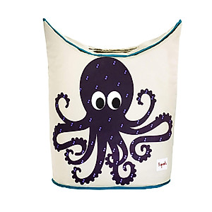 3 Sprouts Baby Laundry Hamper Storage Basket Organizer Bin for Nursery Clothes, Octopus