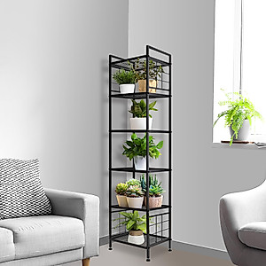 GIOTORENT 6-Wire Standing Storage Shelf, Metal Shelving Unit Pantry Rack for Laundry Kitchen Bathroom Organizer(Black)