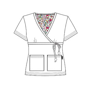 KOI Women's Katelyn Easy-fit Mock-wrap Scrub Top with Adjustable Side Tie, Navy, X-Large