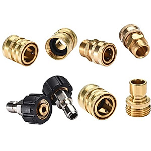 Edou Direct Pressure Washer Adapter Accessories Set - Brass Stainless Steel Pressure Washer Adapter Pump - Quick Connect Hose Pressure Washer Adapter Set for Garden Hose