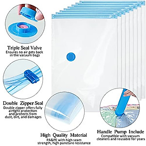 32 Pack Vacuum Storage Bags for Clothes (8 Jumbo+8 Large+8 Medium+8 Small) Space Saving Vacuum Bags with 2 Hand Pump Double Zip Vacuum Seal Storage Bags for Clothes Blanket Comforter Bedding Pillow