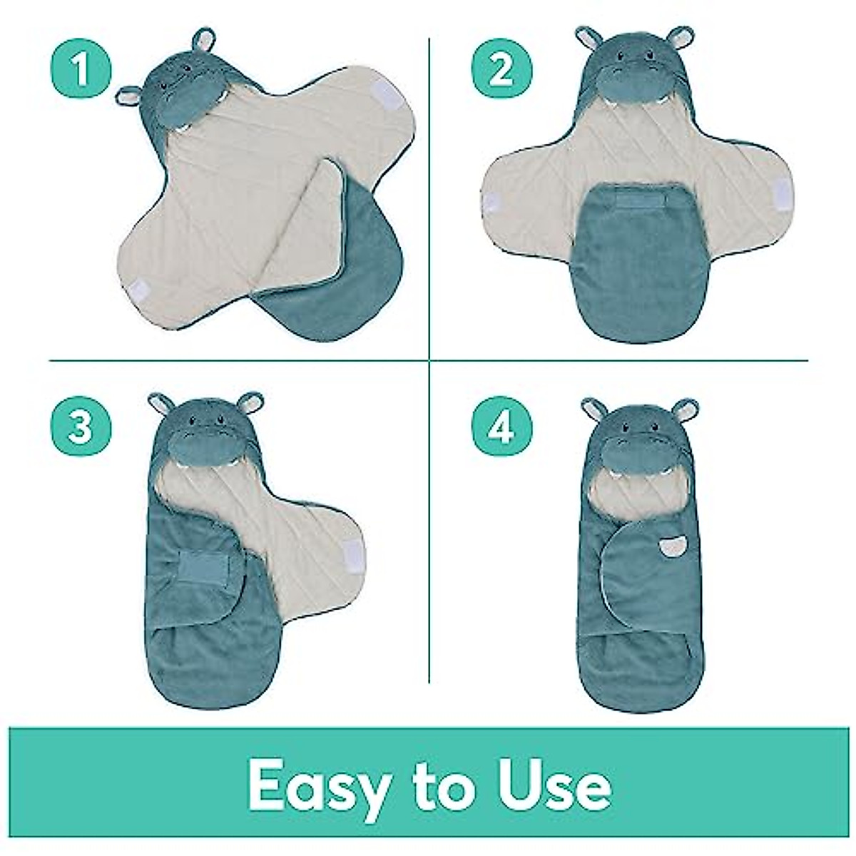 GUND Baby Oh So Snuggly Hippo Blanket Wrap, Plush Hooded Baby Blanket Wrap for Newborns, Blue/Cream, 26”