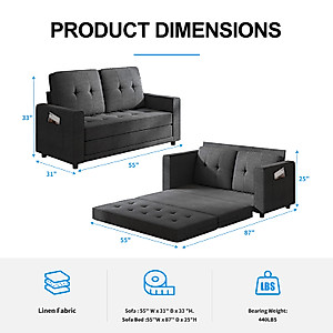 PUREMIND Floor Sleeper Sofa Bed, Upholstery 2-in-1 Pull Out Couch Bed, Loveseat Folding Futon Sofa Bed with Cushion, Convertible Floor Gaming Couch Bed for Living Room, Apartment, Office