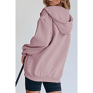 AUTOMET Womens Zip Up Hoodies Long Sleeve Fall Oversized Sweatshirts Fleece Y2K Jacket with Pockets 2025 Fashion Clothes Darkpink