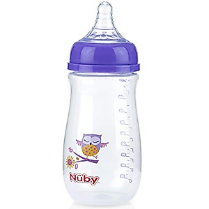 Nuby Tritan Wide Neck Non-Drip Bottles with Anti-Colic Air System: 9oz./ 270 Ml, 3 Pack, 3M+, Multi