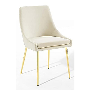 Modway Viscount Performance Velvet Dining Chairs - Set of 2, Gold Ivory