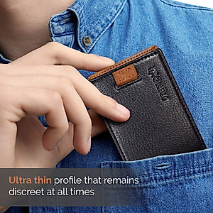 PRIMOXE RFID Blocking Bifold Slim Vegan Leather Minimalist Front Pocket Wallets for Men Money Clip