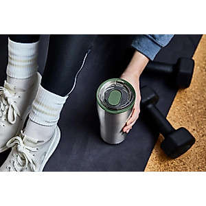 BLACK + BLUM - Insulated Tumbler - 18/8 Stainless Steel Vacuum Insulated Travel Tumbler with Leak Proof, Lockable Lid - Keeps Hot for 6hrs, Cold for 8hrs, Olive - 600ml