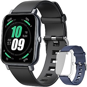 Smart Watch for Men Women, 1.7 inch Full Touch Screen Fitness Tracker with Heart Rate Monitor, Sleep Monitor IP68 Waterproof Activity Tracker Fitness Watch Compatible for Android Phone Black/Blue