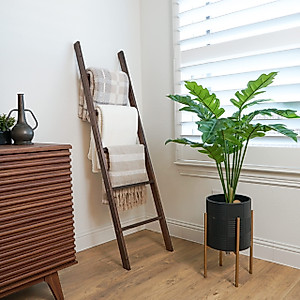 EKNAH 5+ Blanket Wood Ladder Rack - Living Room Decor Storage for Quilts, Comforters, Throws