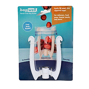 Bag Well Size Well Sealable Holder for Food Storage Bags, 1 Quart, White
