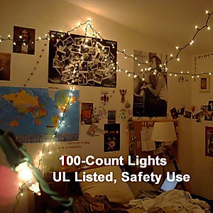 Brizled Warm White Clear Christmas Lights Connectable, 21FT 100 Count Mini Incandescent String Lights Plug in, Waterproof Xmas Tree Lights Green Wire for Indoor Outdoor Home Party Garden Yard Decor