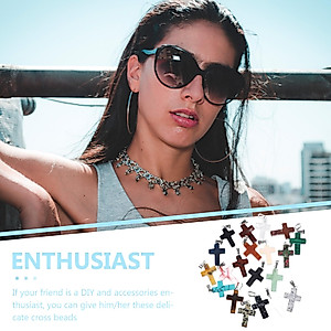 VILLCASE 20pcs Beads for Bracelets Jewels for Crafts Bracelet Kit Beads Bracelets Beads Natural Gemstone Beads Cross Pendant Gem Beads Cross Bead Charms Natural Stone Necklace Cross Beads