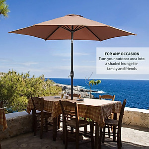 HYD-Parts 9FT Patio Umbrella Outdoor Table Umbrella,Market Umbrella with Push Button Tilt and Crank for Garden, Lawn, Deck, Backyard & Pool (Coffee)