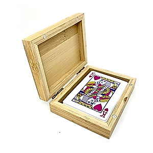 Bamboo Cards Storage Box, Wooden playing cards case with magnetic Lid