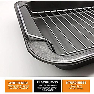 Roasting Pan with Rack, Roaster Pan with Rack, roasting pan, PFOA free (14.5"X9.8"X2.1")