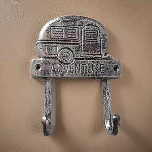 The Bridge Collection 6" Camper with Hooks - Coat Hanger Cabin Decor - Cast Iron Camper Hanger for Coats - Fun Camper Decor for Kids Bedroom - Gift for Kids and Camping Lovers - Hanger with Two Hooks