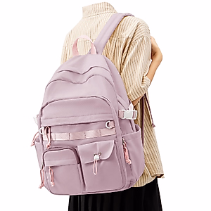 weradar Aesthetic College Backpack Women,Students Casual Travel Daypacks,High School Bookbags For Teen Girls,Cute School Backpack With Lots of Pockets(purple)