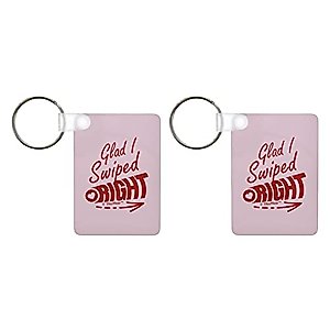 ThisWear Boyfriend Gifts from Girlfriend Glad I Swiped Right 2-Pack Aluminum Rectangle Keychain
