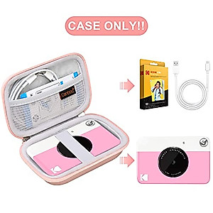 Canboc Hard Carrying Case for KODAK Printomatic Digital Instant Print Camera, Mesh Bag fit Zink Paper, Cable, Rose Gold