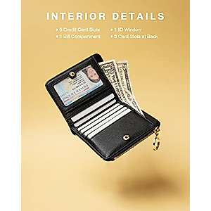 Vulkitty Leather Wallet for Woman RFID Blocking Bifold Small Compact Wallets Zipper Pocket Purse Large Capacity Card Hold Case with ID window